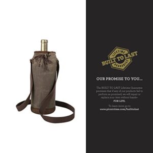 LEGACY - a Picnic Time brand Waxed Canvas Wine Tote, Insulated Growler and Bottle Carrier, (Khaki Green)