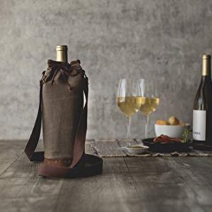 LEGACY - a Picnic Time brand Waxed Canvas Wine Tote, Insulated Growler and Bottle Carrier, (Khaki Green)