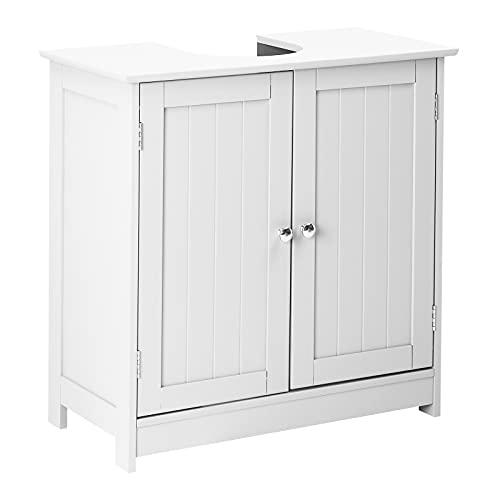 Bonnlo Pedestal Under Sink Storage Vanity with 2 Doors Traditional Bathroom Cabinet Space Saver Organizer 23 5/8" x 11 7/16" x 23 5/8" (L x W x H) White (Pedestal Sink)