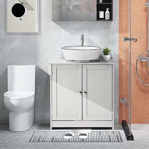 Bonnlo Pedestal Under Sink Storage Vanity with 2 Doors Traditional Bathroom Cabinet Space Saver Organizer 23 5/8" x 11 7/16" x 23 5/8" (L x W x H) White (Pedestal Sink)