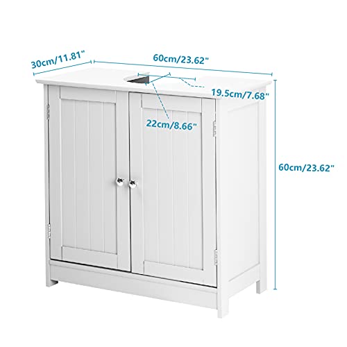 Bonnlo Pedestal Under Sink Storage Vanity with 2 Doors Traditional Bathroom Cabinet Space Saver Organizer 23 5/8" x 11 7/16" x 23 5/8" (L x W x H) White (Pedestal Sink)