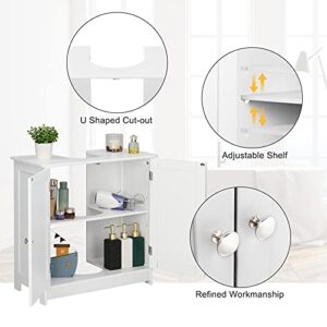 Bonnlo Pedestal Under Sink Storage Vanity with 2 Doors Traditional Bathroom Cabinet Space Saver Organizer 23 5/8" x 11 7/16" x 23 5/8" (L x W x H) White (Pedestal Sink)