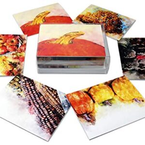 Max Emporium Watercolor Autumn Blank Note Cards - Blank Greeting Cards - 6 Fall Designs - Includes Card and Envelopes - 5.5"X4.25" (24 Pack)