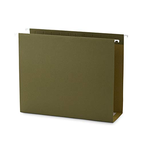 Blue Summit Supplies Extra Capacity Hanging File Folders, 25 Reinforced Hang Folders, Heavy Duty 4 Inch Expansion, Designed for Bulky Files and Charts, Letter Size, Standard Green, 25 Pack