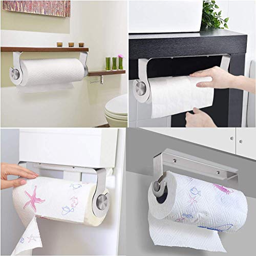 Carry360 Adhesive Paper Towel Holder Under Cabinet Stick on Paper Towel Rack for Kitchen,Bathroom,Toilet, Drill Free, 304 SUS Stainless Steel 