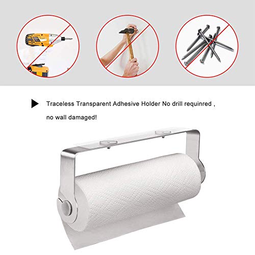 Carry360 Adhesive Paper Towel Holder Under Cabinet Stick on Paper Towel Rack for Kitchen,Bathroom,Toilet, Drill Free, 304 SUS Stainless Steel 