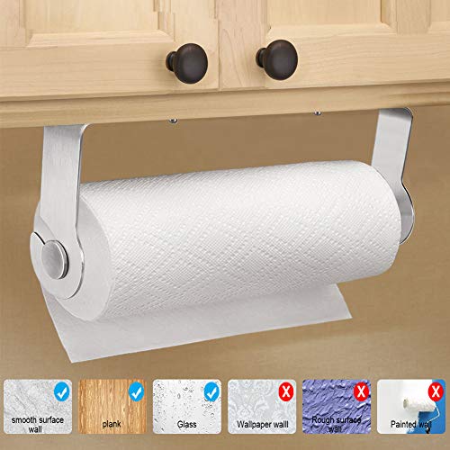 Carry360 Adhesive Paper Towel Holder Under Cabinet Stick on Paper Towel Rack for Kitchen,Bathroom,Toilet, Drill Free, 304 SUS Stainless Steel 