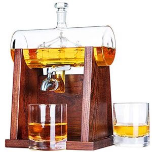 jillmo decanter, 1250ml whiskey decanter set with 2 whiskey glasses, great bourbon whiskey gifts for men