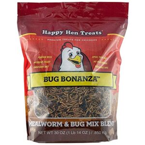 happy hen treats bug bonanza, 30 ounces, chicken treat blend with fly larvae, mealworms, darkling beetles, and gammarus shrimp