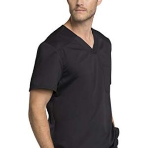 Cherokee Men's Tuckable V-Neck Scrub Top with Trio Blend Stretchable Fabric WW755AB, M, Black