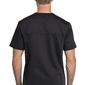 Cherokee Men's Tuckable V-Neck Scrub Top with Trio Blend Stretchable Fabric WW755AB, M, Black