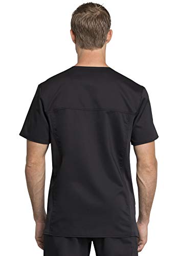 Cherokee Men's Tuckable V-Neck Scrub Top with Trio Blend Stretchable Fabric WW755AB, M, Black