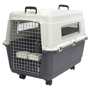 sportpet designs plastic kennels rolling plastic wire door travel dog crate- large kennel, gray