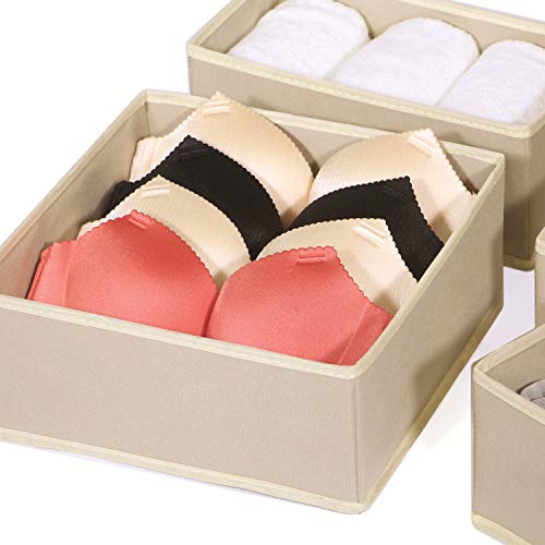 DIOMMELL 6 Pack Foldable Cloth Storage Box Closet Dresser Drawer Organizer Fabric Baskets Bins Containers Divider with Drawers for Clothes, Underwear, Bras, Socks, Lingerie, Clothing