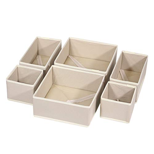 DIOMMELL 6 Pack Foldable Cloth Storage Box Closet Dresser Drawer Organizer Fabric Baskets Bins Containers Divider with Drawers for Clothes, Underwear, Bras, Socks, Lingerie, Clothing