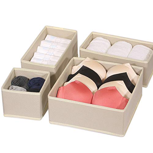 DIOMMELL 6 Pack Foldable Cloth Storage Box Closet Dresser Drawer Organizer Fabric Baskets Bins Containers Divider with Drawers for Clothes, Underwear, Bras, Socks, Lingerie, Clothing