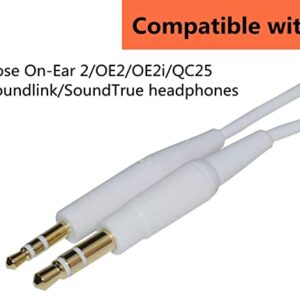 Learsoon Replacement Extension Audio Cable Cord Fit for Bose On-Ear 2/OE2/OE2i/QC25/QC35/Soundlink/SoundTrue Headphones (White)