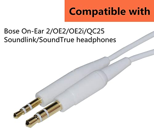 Learsoon Replacement Extension Audio Cable Cord Fit for Bose On-Ear 2/OE2/OE2i/QC25/QC35/Soundlink/SoundTrue Headphones (White)