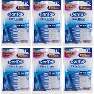 DenTek Easy Brush Interdental Cleaners, Brushes Between Teeth, Wide, Mint Flavor, 16 Count, Pack of 6