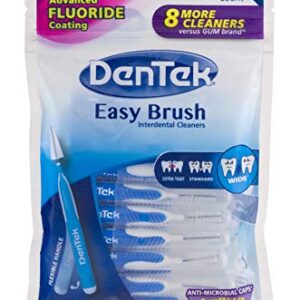 DenTek Easy Brush Interdental Cleaners, Brushes Between Teeth, Wide, Mint Flavor, 16 Count, Pack of 6