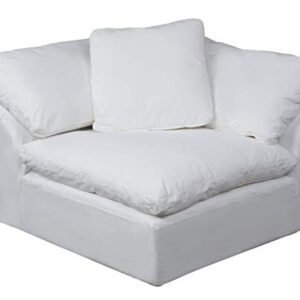 Sunset Trading Cloud Puff 2 Piece Modular Performance White Sectional Slipcovered Sofa, Moisture Resistant Fabric,