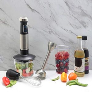 Megachef MC-158C 4 in 1 Multipurpose Immersion Hand Blender with Speed Control and Accessories, 4in1, Silver