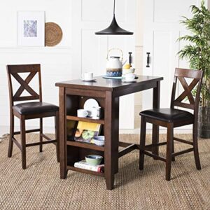 safavieh home collection everest 3 piece pub set mahogany and black