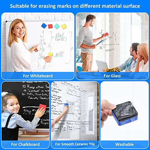 EAONE 40 Pack Dry Erase Erasers, Magnetic Whiteboard Erasers Mini Dry Eraser Chalkboard Cleansers Bulk for Kids Classroom, Home and Office School Supplies (4 Colors, 1.97 x 1.97 inch)