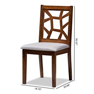 Baxton Studio Abilene Mid-Century Grey Fabric Upholstered and Walnut Brown Finished Dining Chair