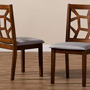 Baxton Studio Abilene Mid-Century Grey Fabric Upholstered and Walnut Brown Finished Dining Chair