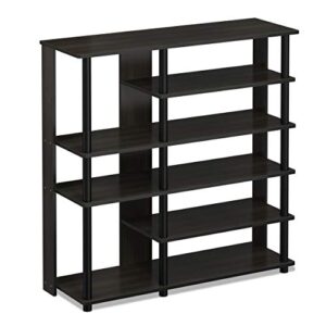 furinno turn-n-tube multi storage shoe rack, 35.2"w 6-tier, espresso/black,17082ex/bk