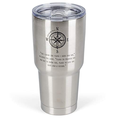 Life About Journey Compass 30 Ounce Stainless Steel Travel Coffee Mug With Lid