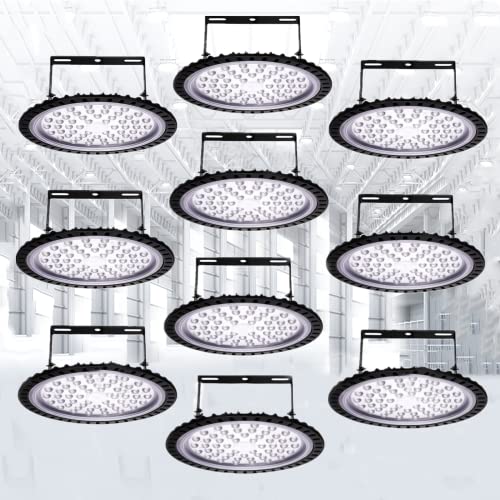 LED High Bay Light 200W 10pcs, 20000LM UFO LED High Bay Light, 6000K High Bay LED Lights, IP54 Warehouse LED Lights Commercial Warehouse Area Light Bay Lights-Bay Lighting for Garage Factory Workshop