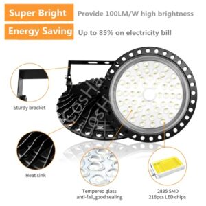 LED High Bay Light 200W 10pcs, 20000LM UFO LED High Bay Light, 6000K High Bay LED Lights, IP54 Warehouse LED Lights Commercial Warehouse Area Light Bay Lights-Bay Lighting for Garage Factory Workshop