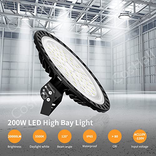 LED High Bay Light 200W 10pcs, 20000LM UFO LED High Bay Light, 6000K High Bay LED Lights, IP54 Warehouse LED Lights Commercial Warehouse Area Light Bay Lights-Bay Lighting for Garage Factory Workshop