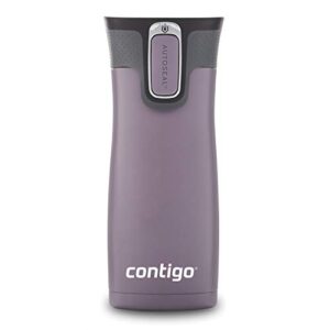 contigo west loop stainless steel vacuum-insulated travel mug with spill-proof lid, keeps drinks hot up to 5 hours and cold up to 12 hours, 16oz dark plum