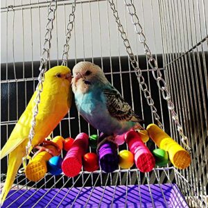 PINVNBY Rope Step Ladder Bridge Bird Toy Cage Hammock Swing Toys for Parrot Parakeet Budgie Cockatiel Pack of 2