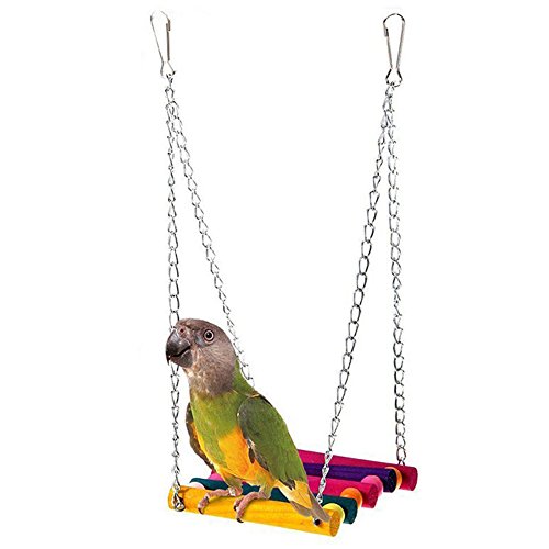 PINVNBY Rope Step Ladder Bridge Bird Toy Cage Hammock Swing Toys for Parrot Parakeet Budgie Cockatiel Pack of 2