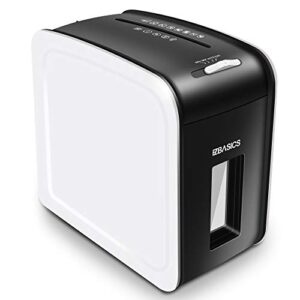 ezbasics 5-sheet cross-cut （lubricant is not needed） paper and credit card shredder with pullout basket, 58 db, white