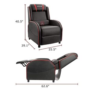 Homall Gaming Massage Recliner Chair Racing Style Single Living Room Sofa Recliner PU Leather Recliner Seat Comfortable Ergonomic Home Theater Seating (Red)