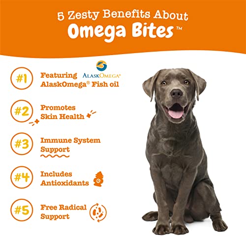 Zesty Paws Omega 3 Alaskan Fish Oil Chew Treats for Dogs - with AlaskOmega for EPA & DHA Fatty Acids - Hip & Joint Support + Skin & Coat Bacon Flavor – 90 Count