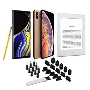 PortPlugs Universal 25pc Charging Port Cover Set, Compatible with iPhone, USB-C, Android, Micro USB, Tablets - Includes Headset Plugs, SIM Tool & Cleaning Brush (Black)