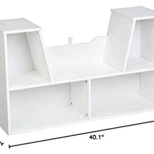 Amazon Basics Kids Bookcase with Reading Nook and 7 Storage Shelves, White, 40.1"L x 11.8"W x 24"H