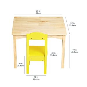 Amazon Basics Kids Wood Table and 4 Chair Set, Natural Table, Assorted Color