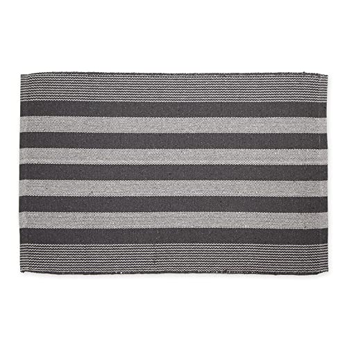 DII Woven Rag Rug Collection Recycled Yarn Cabana Stripe, 2x3', Gray