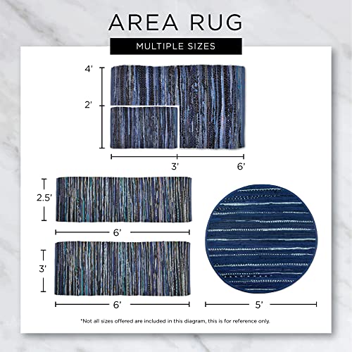 DII Woven Rag Rug Collection Recycled Yarn Cabana Stripe, 2x3', Gray