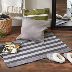 DII Woven Rag Rug Collection Recycled Yarn Cabana Stripe, 2x3', Gray