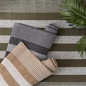 DII Woven Rag Rug Collection Recycled Yarn Cabana Stripe, 2x3', Gray