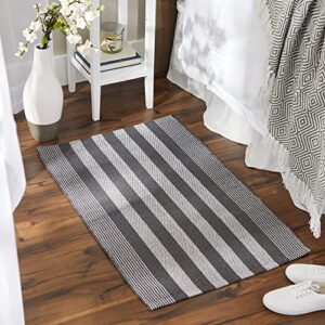 DII Woven Rag Rug Collection Recycled Yarn Cabana Stripe, 2x3', Gray