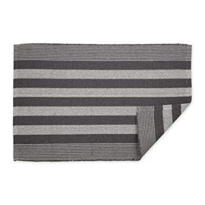 DII Woven Rag Rug Collection Recycled Yarn Cabana Stripe, 2x3', Gray